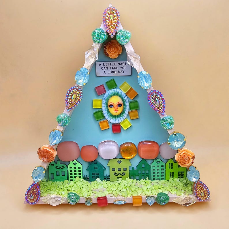 Magic Memories Triangle Diorama * Flower Girl Shadow Box * Assemblage ...