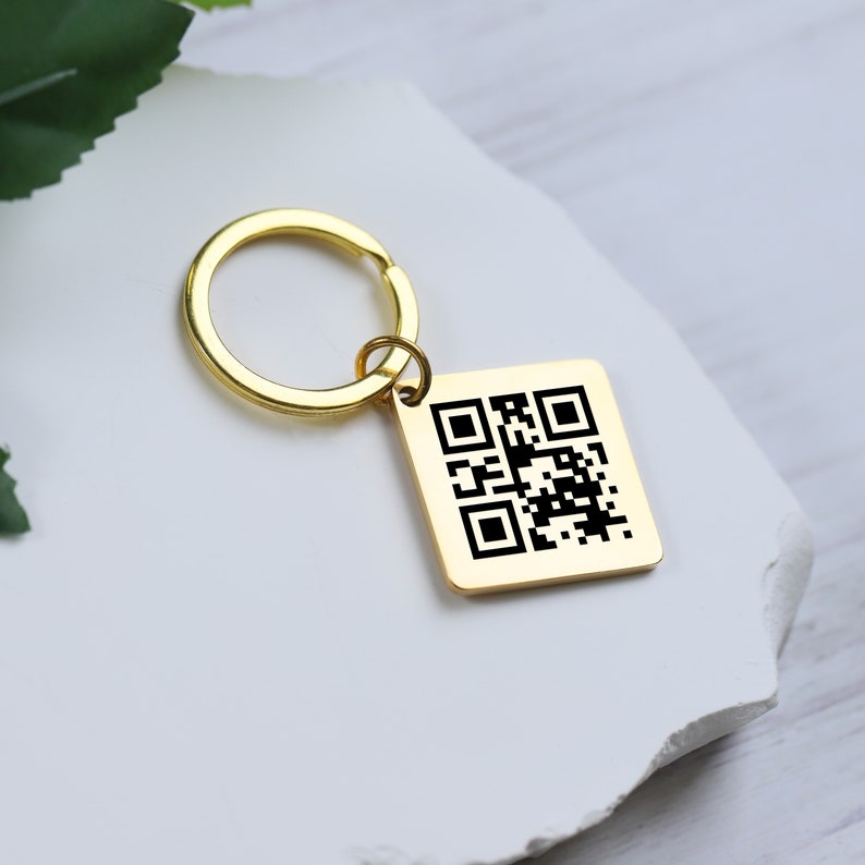 Personalized QR Code Keychain, Custom Code Key Chain, Engraved Music Code Keyring, Website ...
