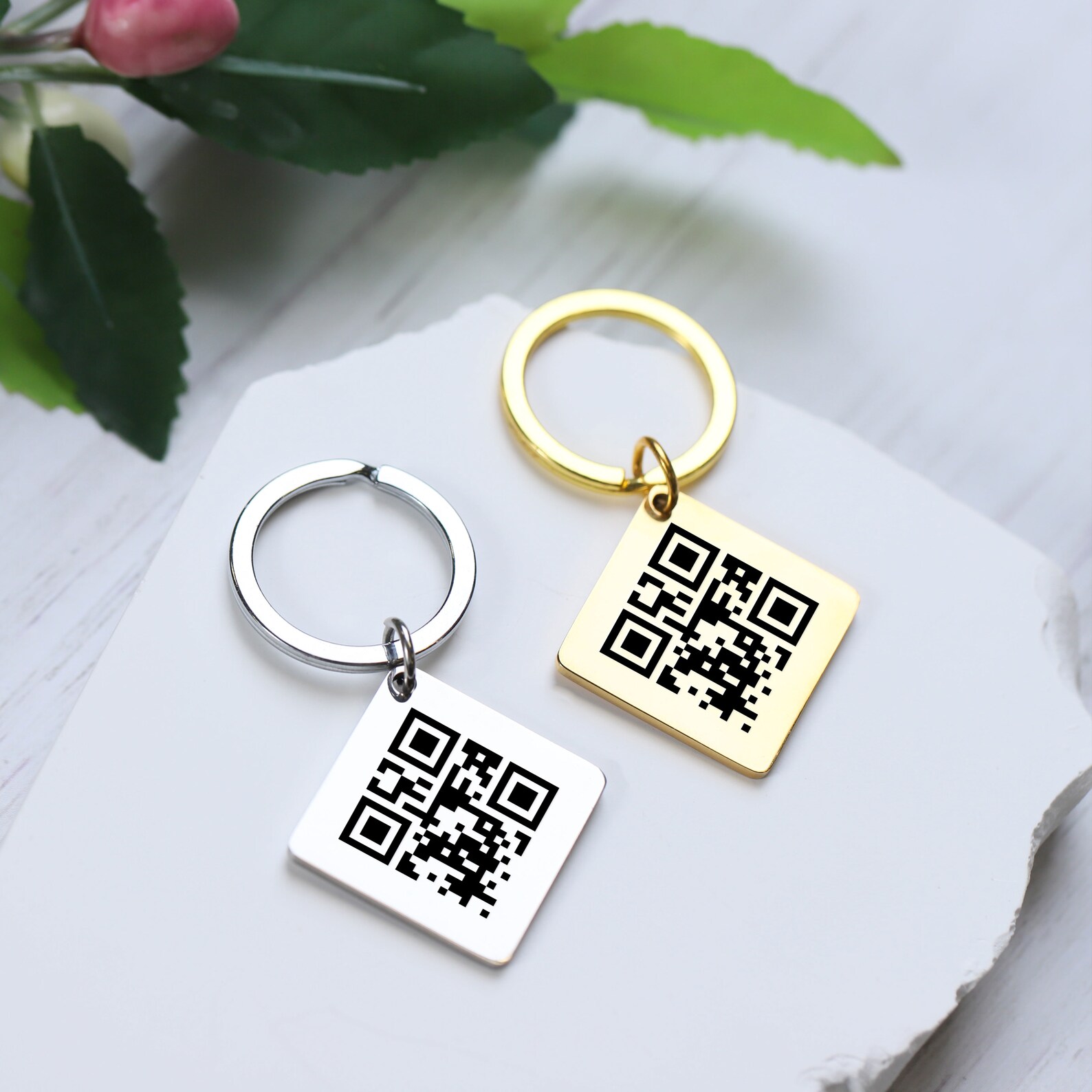 Personalized QR Code Keychain, Custom Code Key Chain, Engraved Music Code Keyring, Website ...