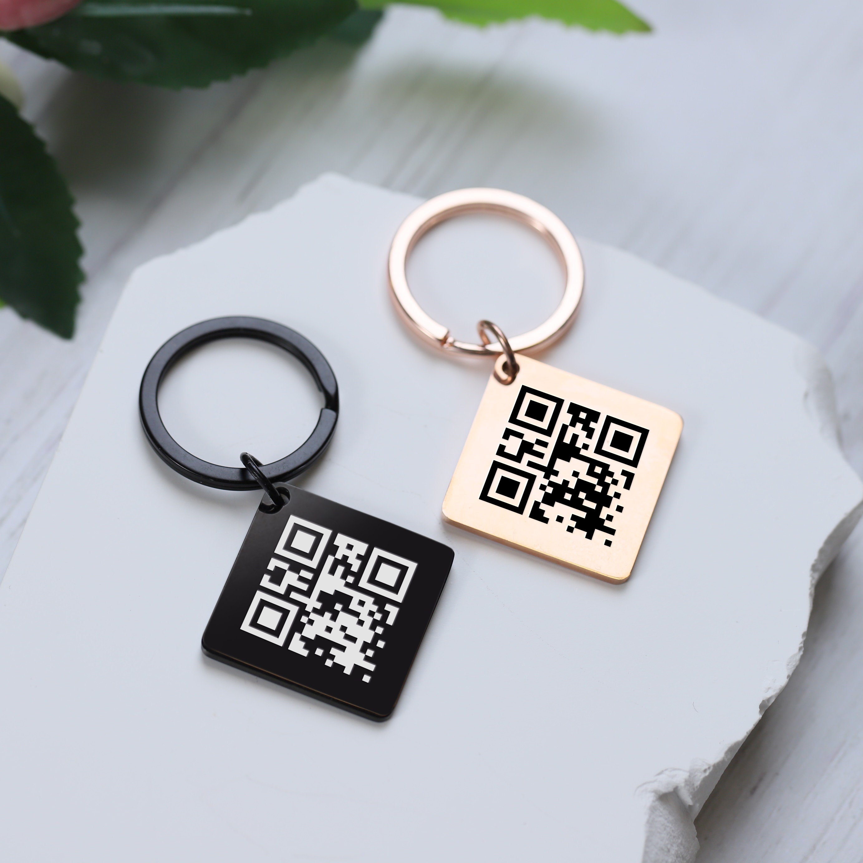 Personalized QR Code Keychain, Custom Code Key Chain, Engraved Music Code Keyring, Website ...
