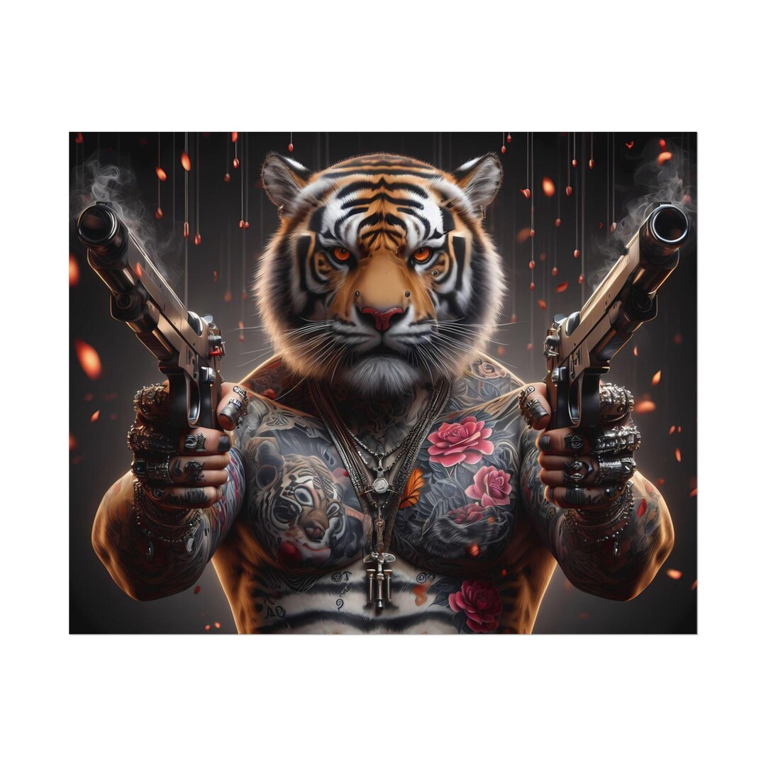 Tiger With Guns, Gangster, Modern Painting, Wall Art, Poster Print ...