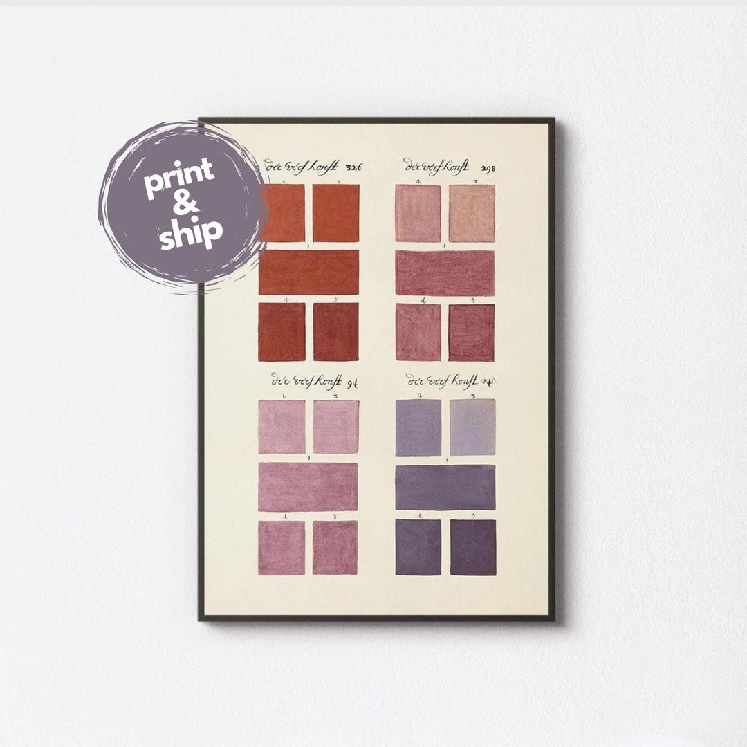 Antique Color Chart Print | Vintage Watercolor Guide in Red, Pink ...