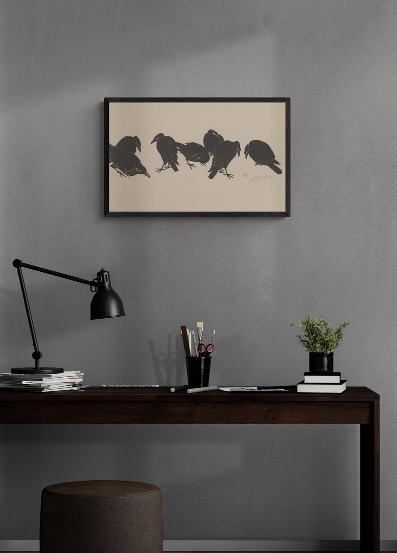 Antique Seven Crows Art Print by Henri Guérard (digital Download) - Etsy