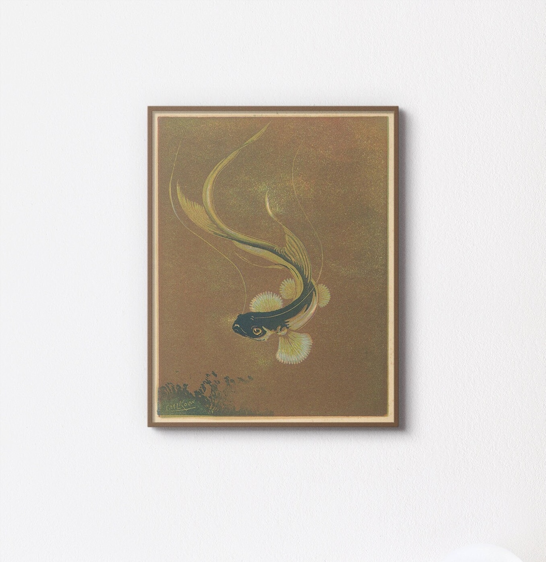 Swimming Fish | Woodcut Print by Casper M.L. Kouw 1918 | Vintage ...