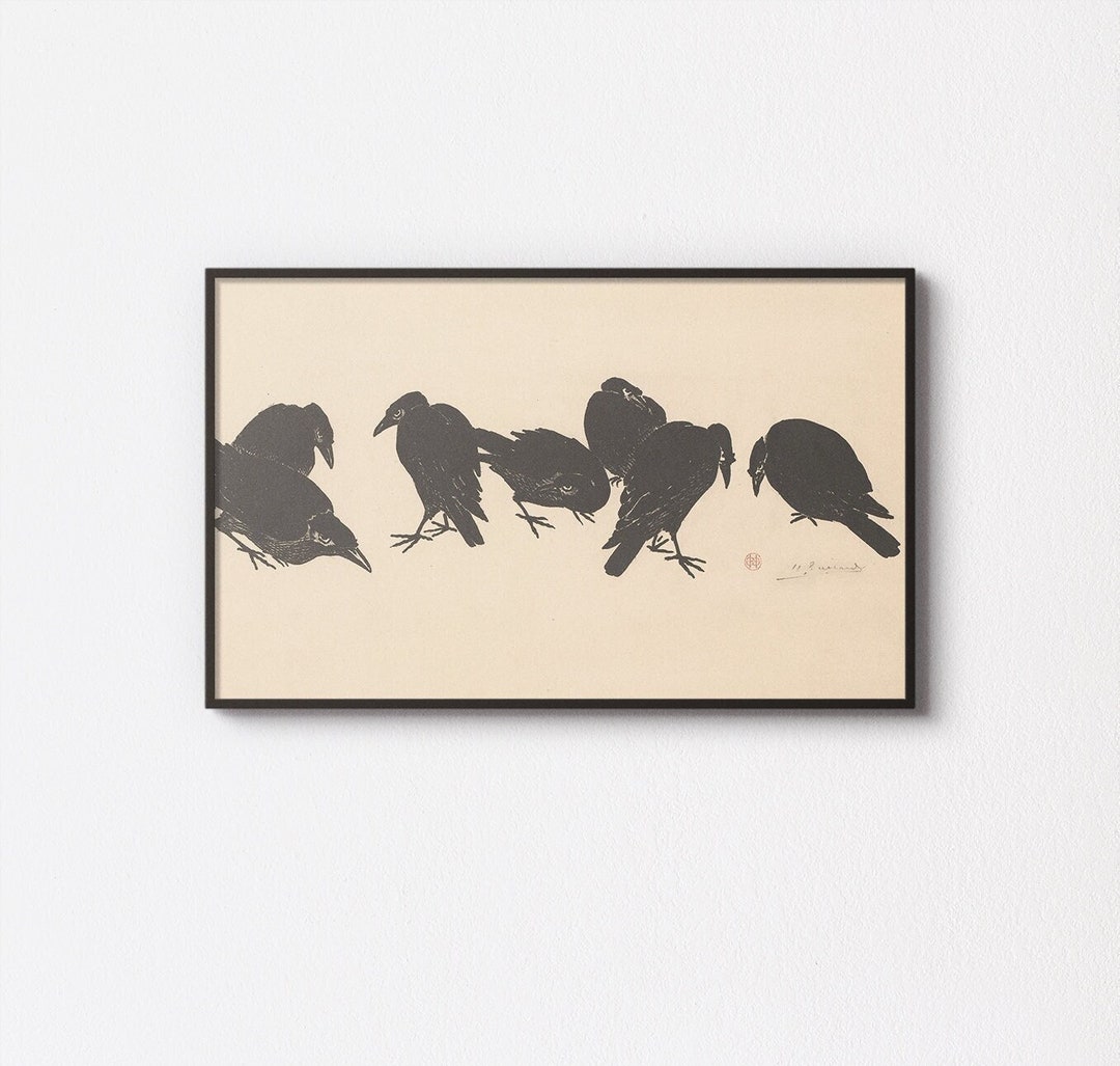 Antique Seven Crows Art Print by Henri Guérard (digital Download) - Etsy