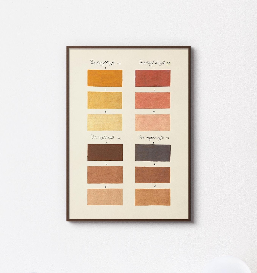 Antique Color Chart, Earthy Brown, Yellow and Red Hues, by A. Boogert ...