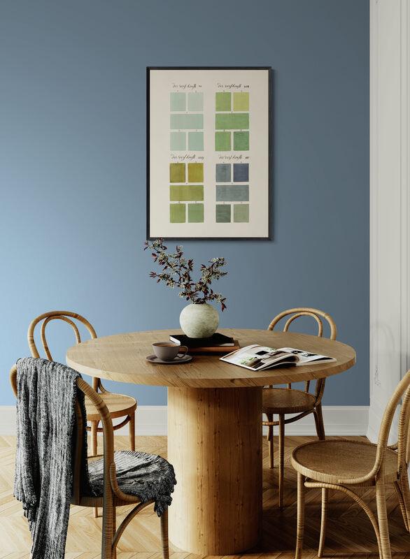 Antique Color Chart Art Print | Vintage Watercolor Guide in Blue, Green ...