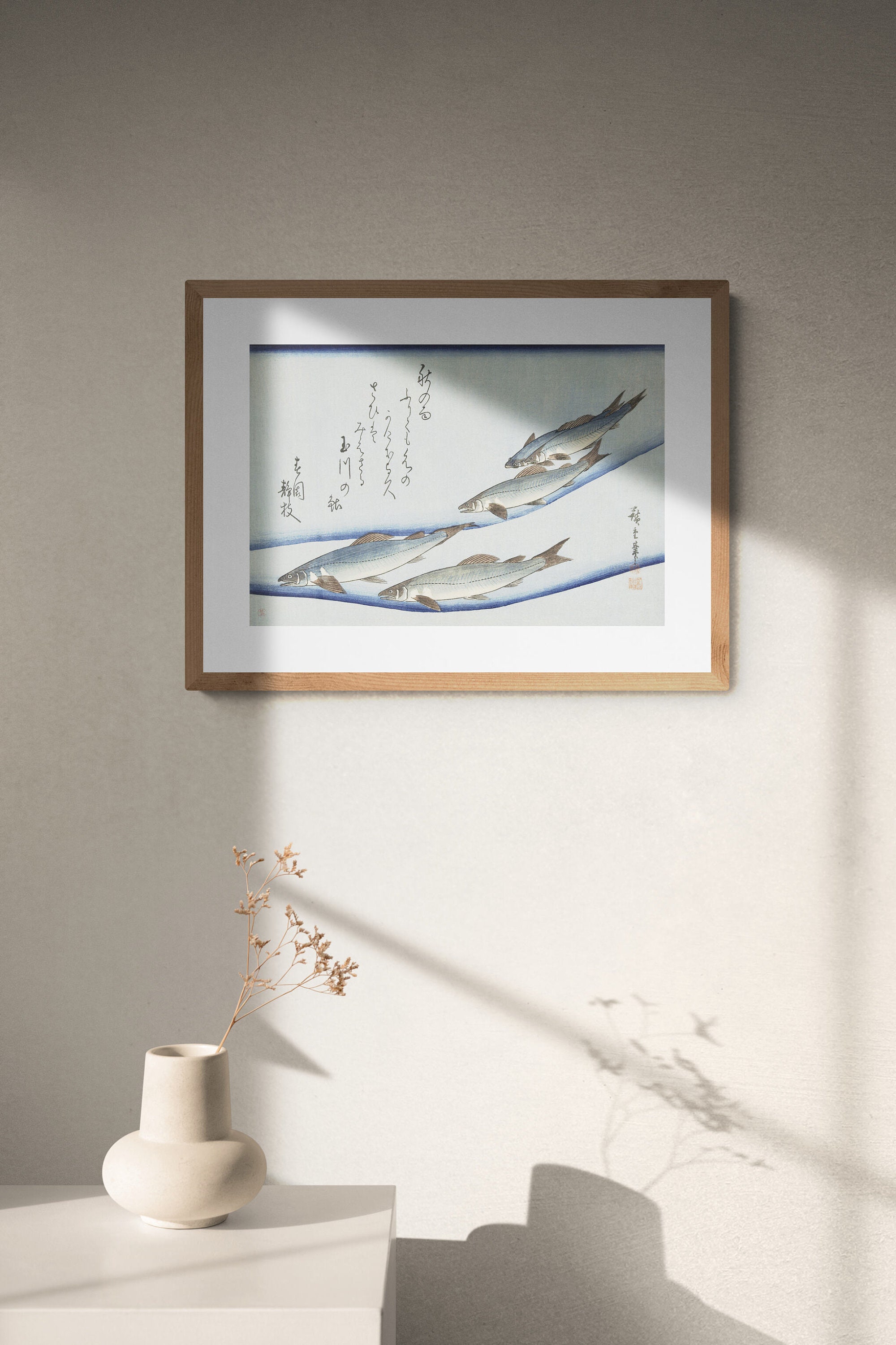 Five Trout Fish With Tama River Poem by Hiroshige Utagawa 1830 1840 ...