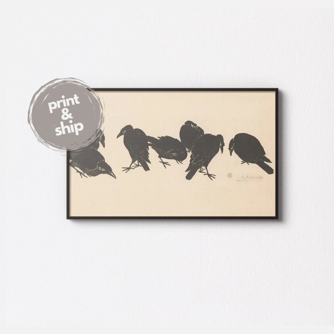 Seven Crows Art Print: Antique French Engraving, Japanese Style - Etsy