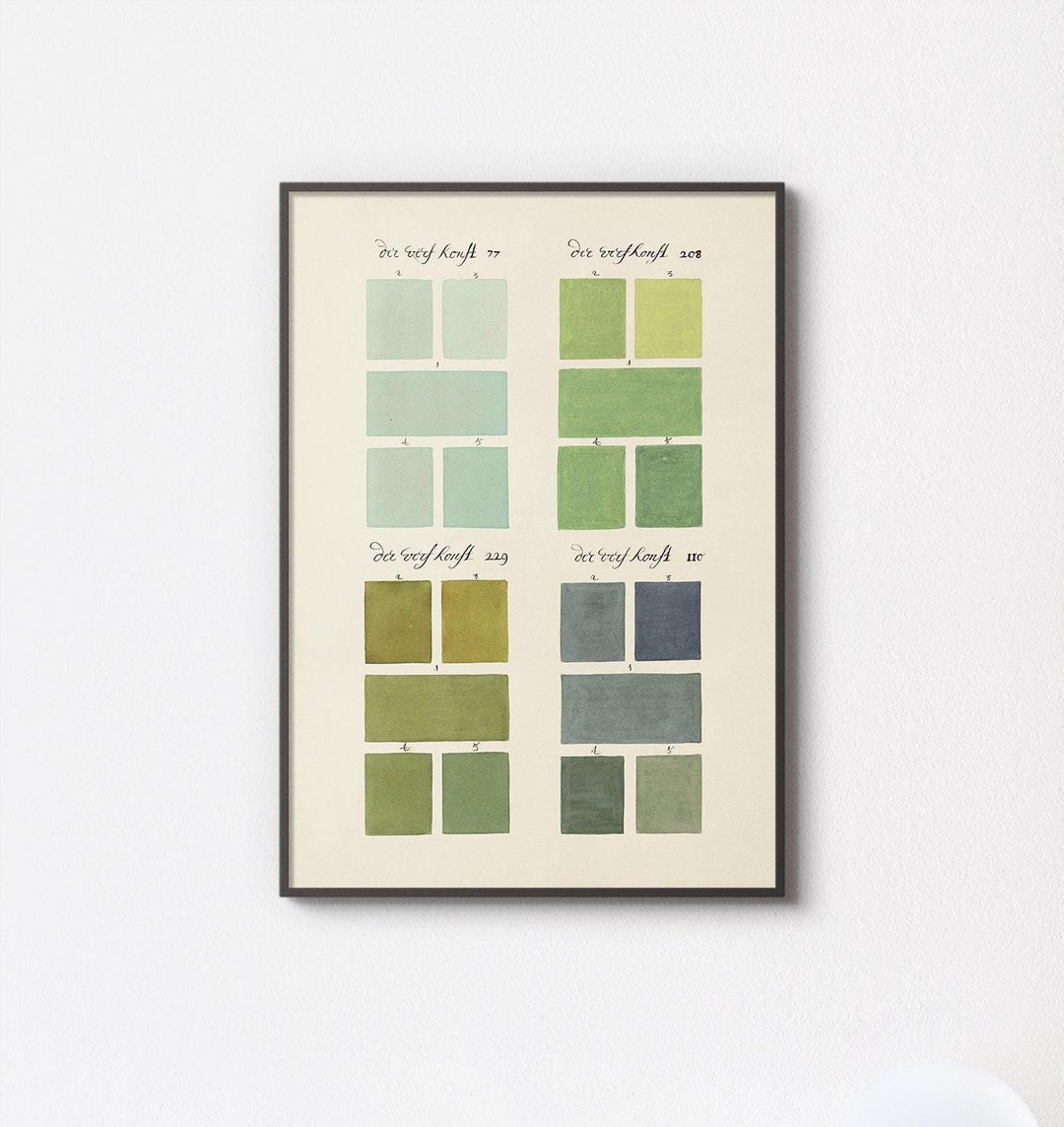 Antique Color Chart, Blue, Green, Olive, and Earthy Tones, by A ...