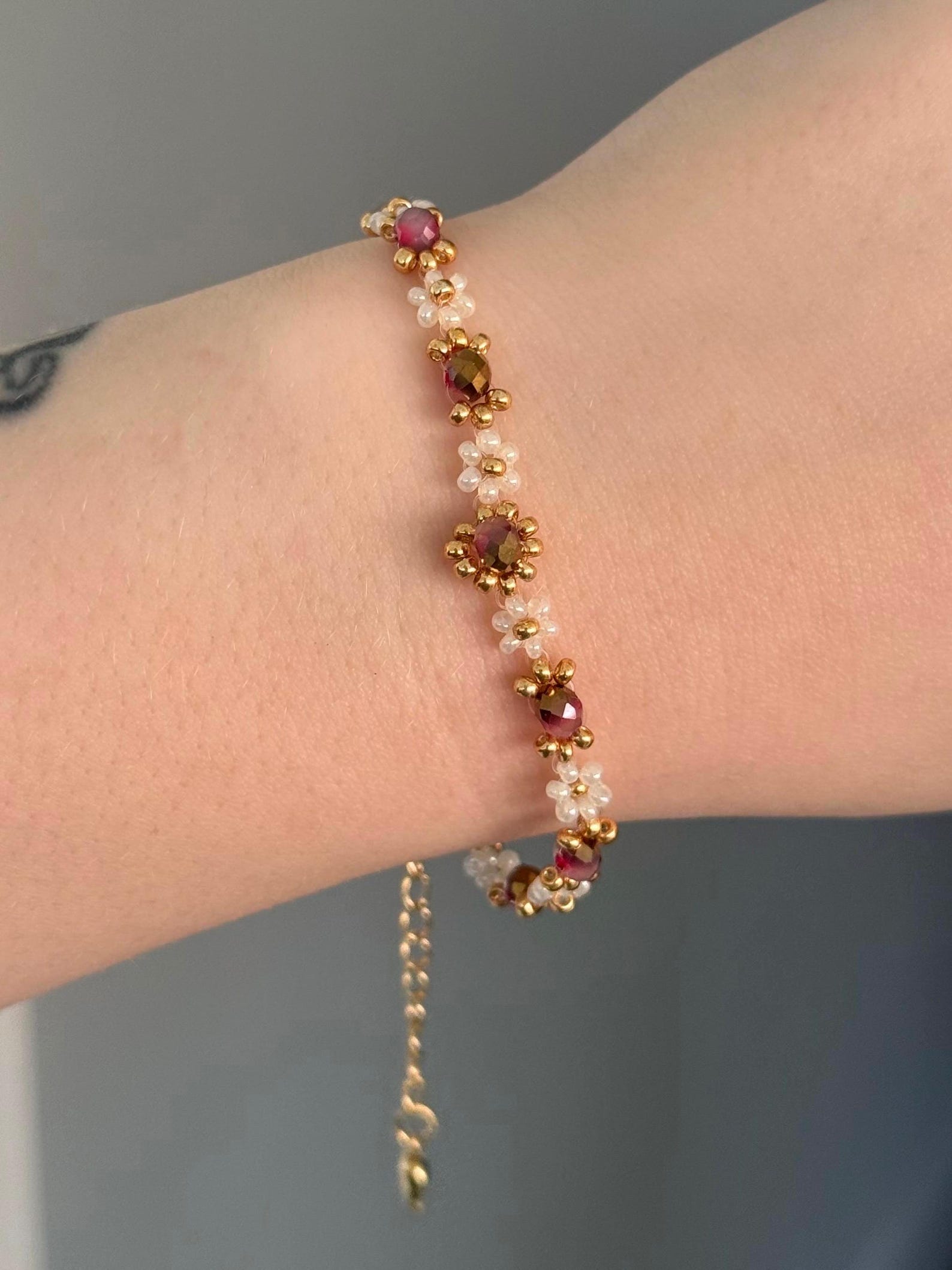 Royal Daisy Handmade Seed Bead Bracelets in Orange, Beige, Blue, Green ...