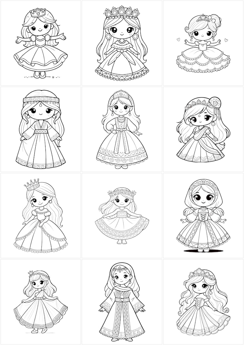 Princesses Around the World Coloring Pages for Kids | Cute Cultural ...