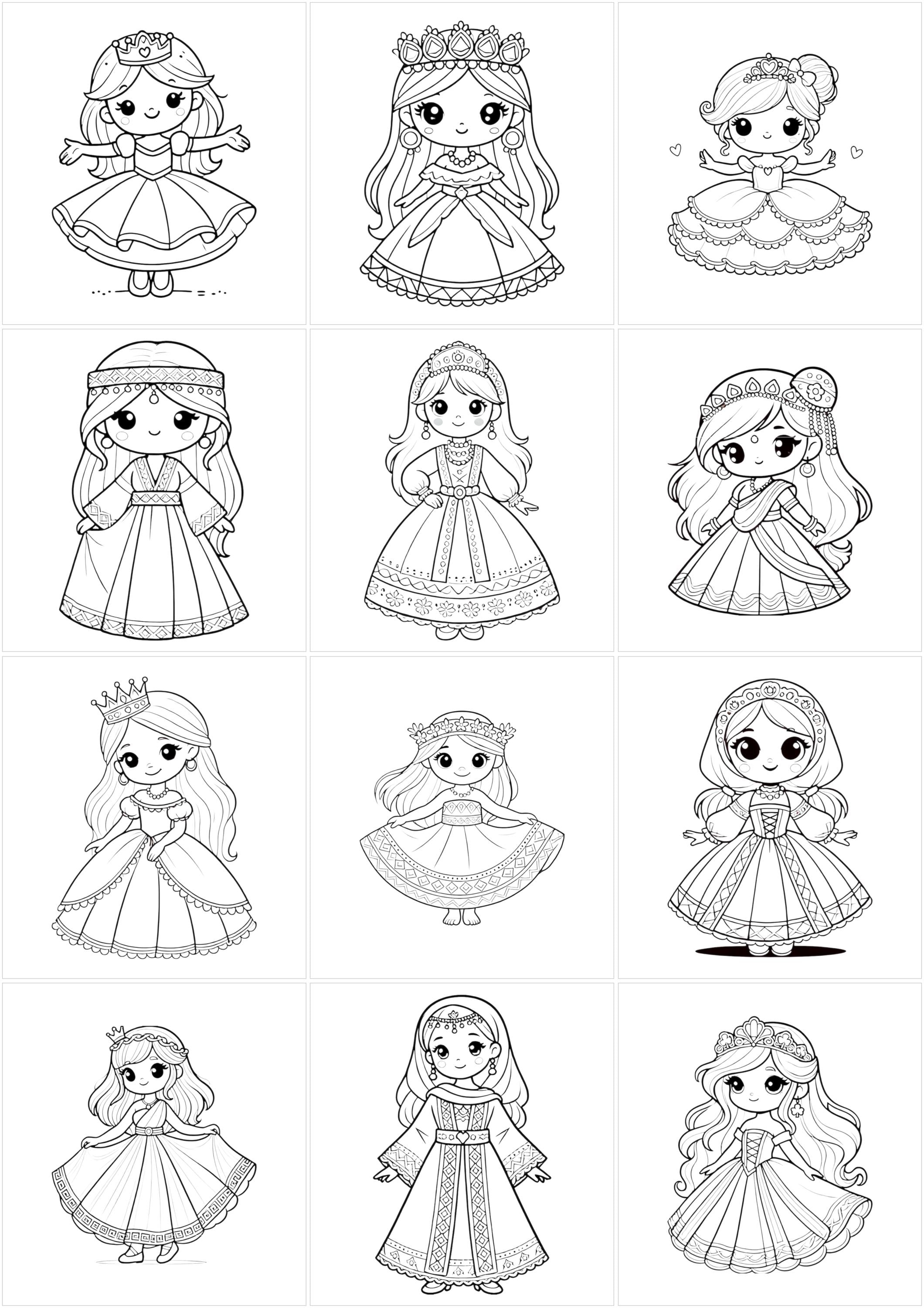 Princesses Around the World Coloring Pages for Kids | Cute Cultural ...