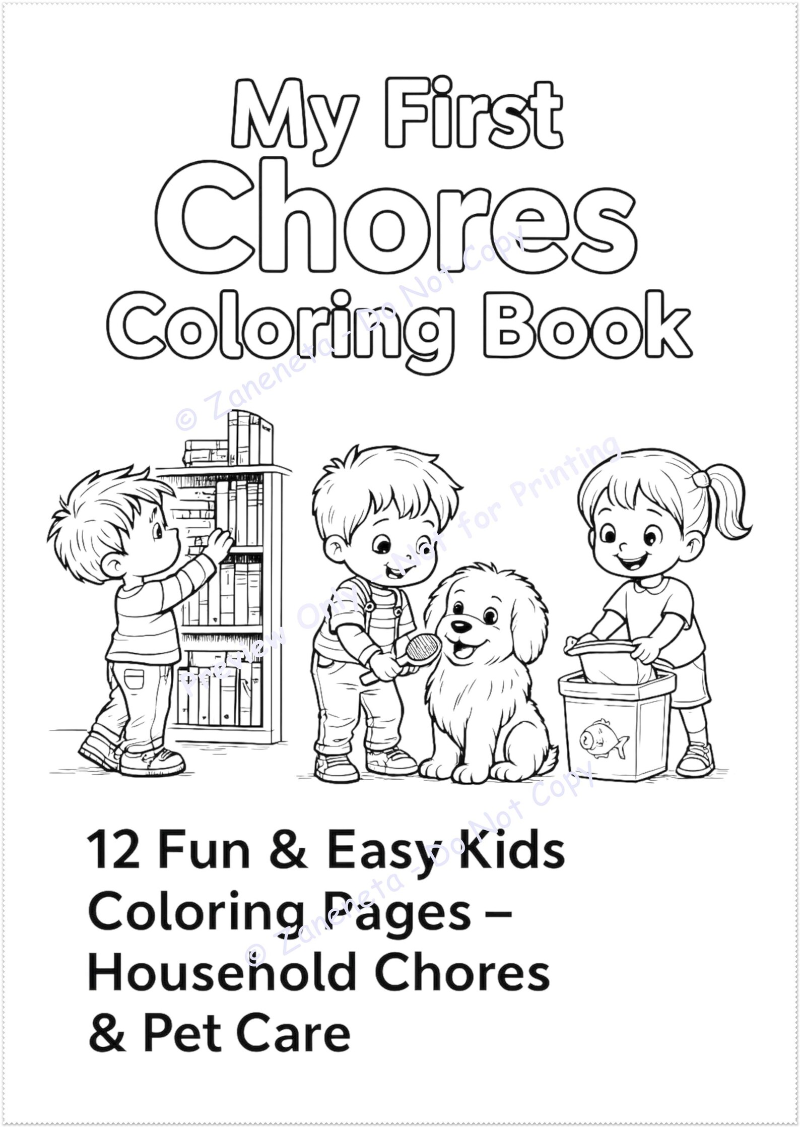My First Chores Coloring Book Set 1 Home and Pets | Kids Toddler ...