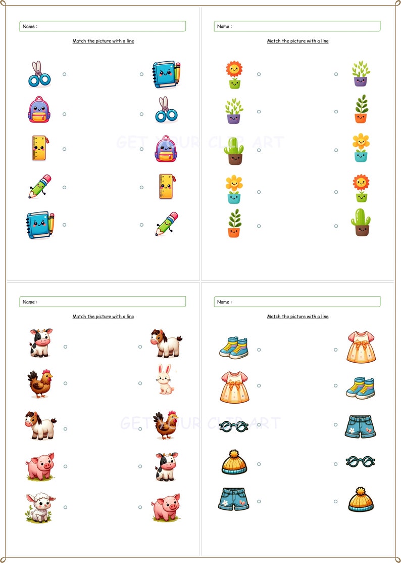 16 Engaging Matching Picture Worksheets for Preschoolers Fun ...