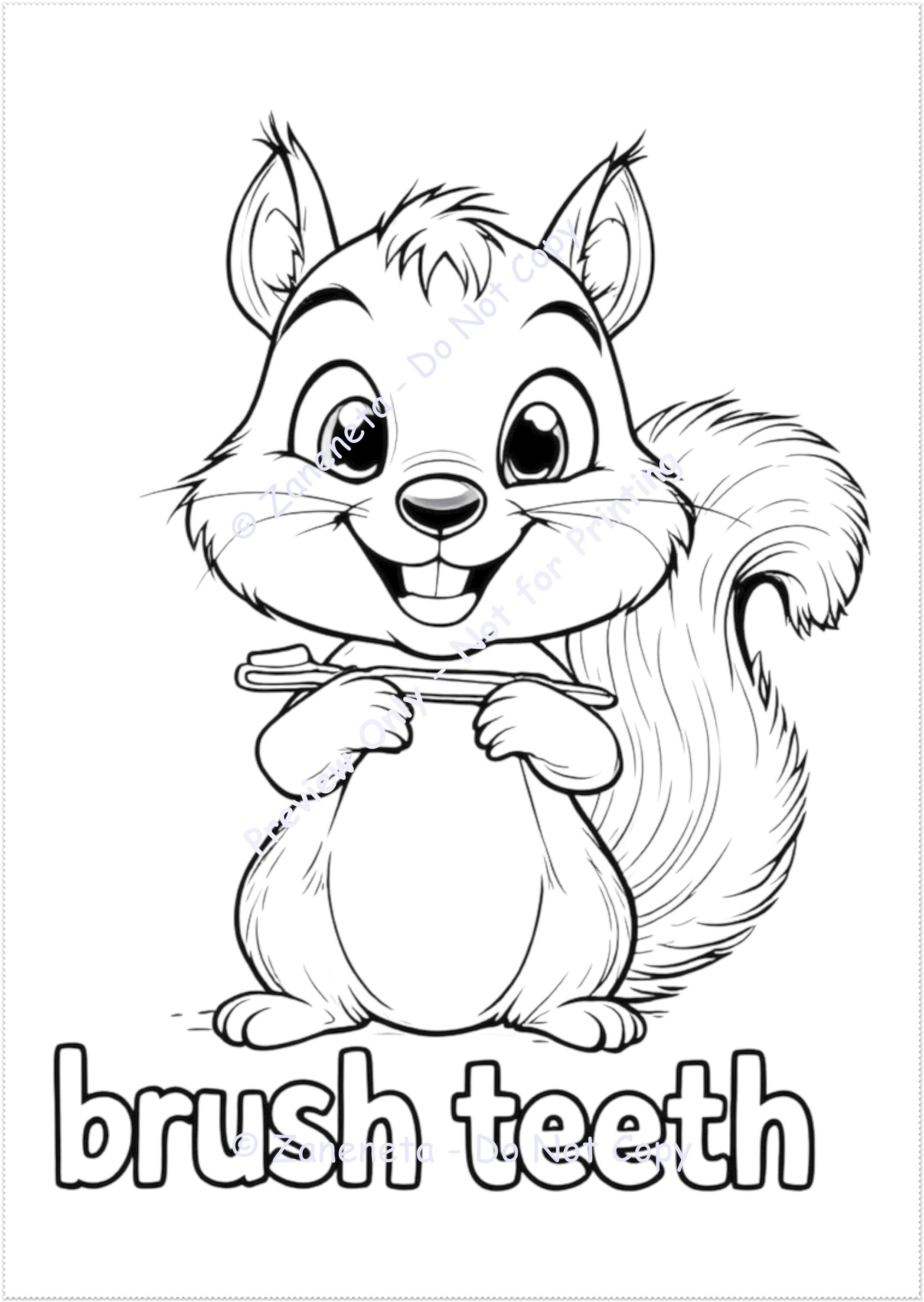 Healthy Habits Coloring Pages for Kids – Cute Animals Routine Book ...