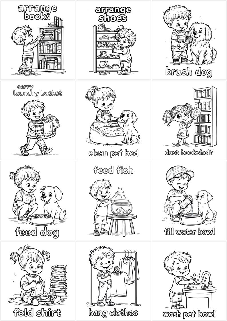 My First Chores Coloring Book Set 1 Home and Pets | Kids Toddler ...