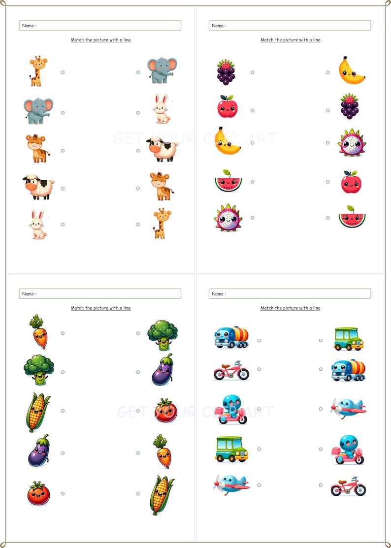 16 Engaging Matching Picture Worksheets for Preschoolers Fun ...