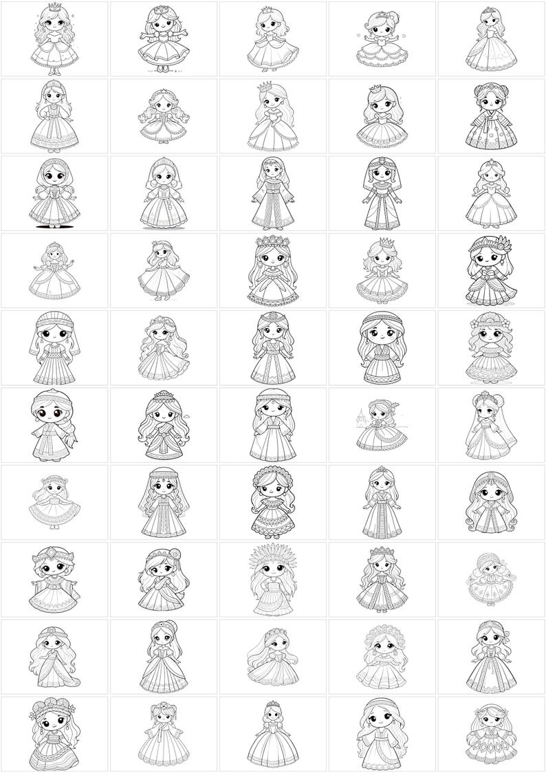 50 Princess Coloring Pages | Printable Fairy Tale Coloring Book for ...