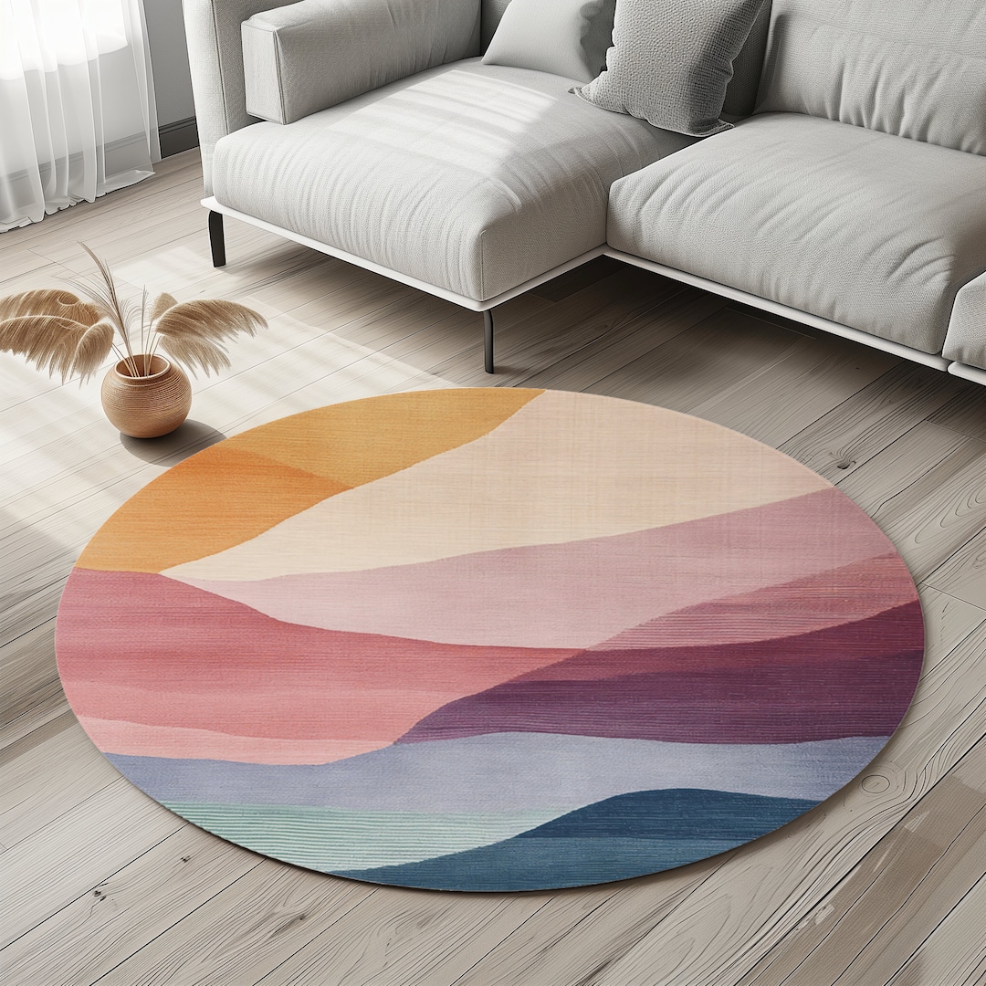 Modern Round Rug for Living Room Decor Colorful Area Rug for Bedroom ...