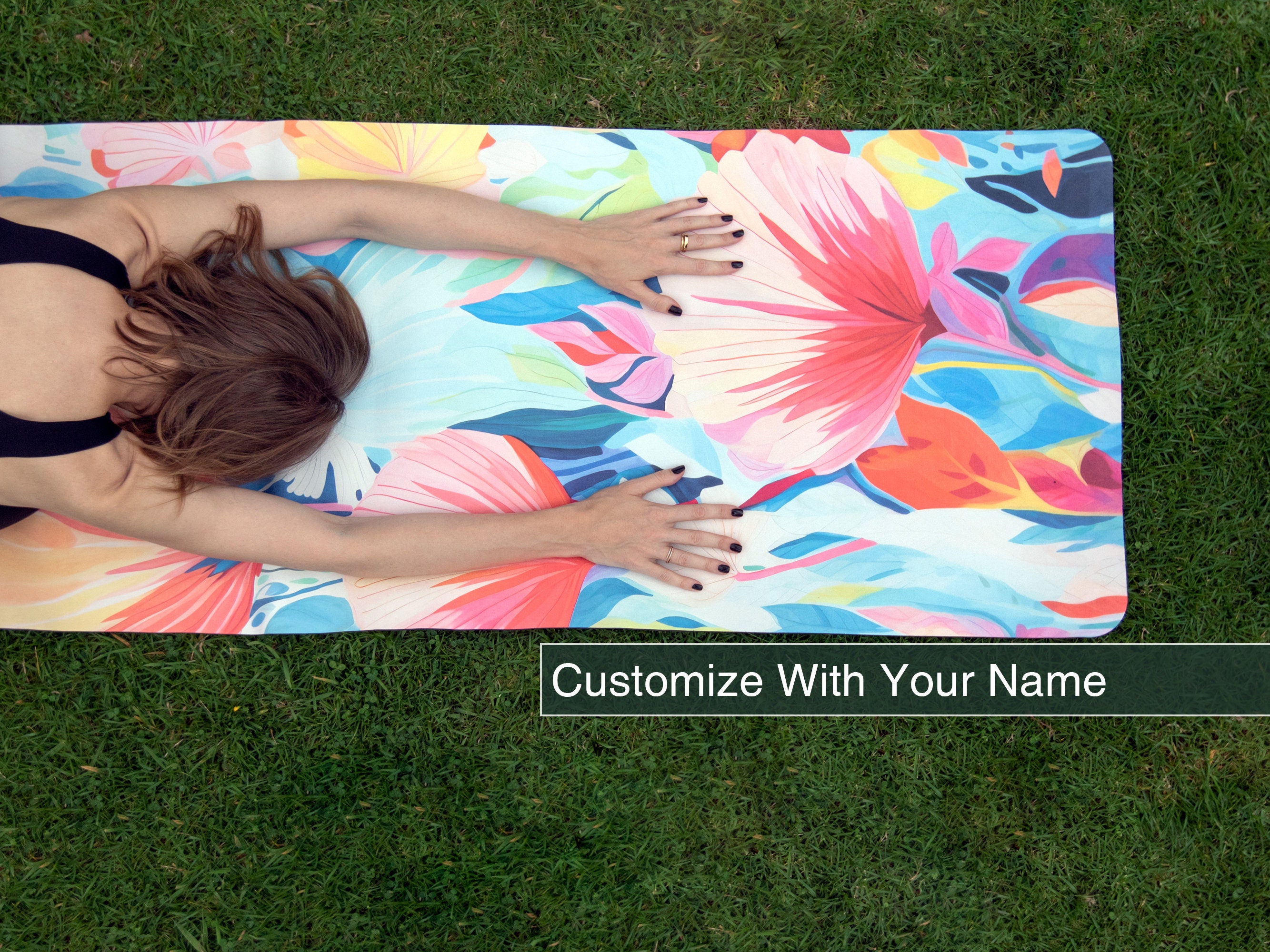 Abstract Floral Yoga Mat Personalized Gift Yoga Teacher Friend Gift for ...