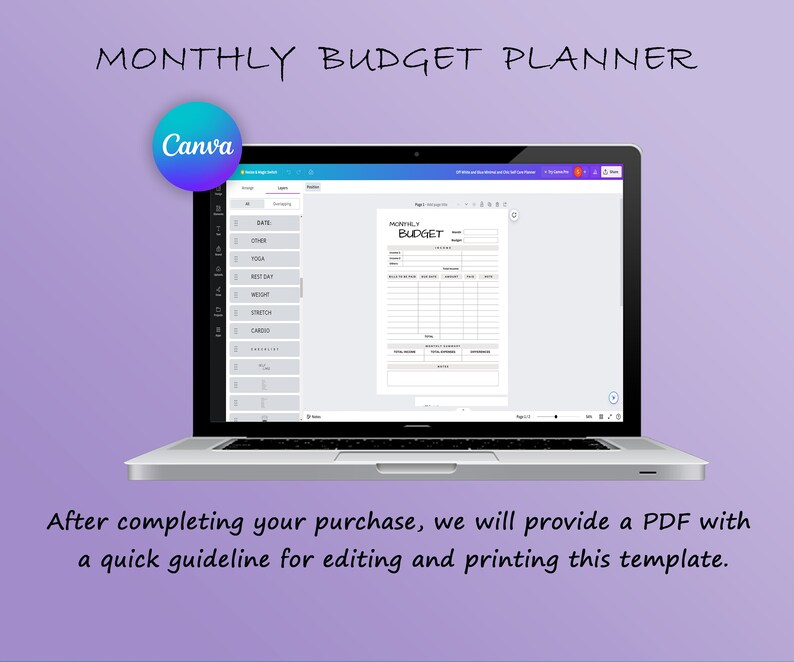 Monthly Budget Planner Editable Budget Planner Template, Your Budget ...
