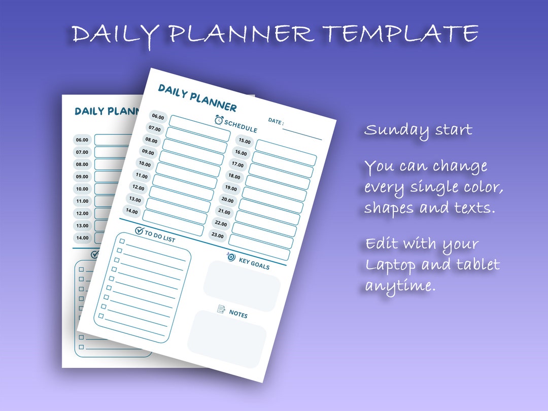 Daily Planer Template - Editable Daily Planer Template , Track Your ...