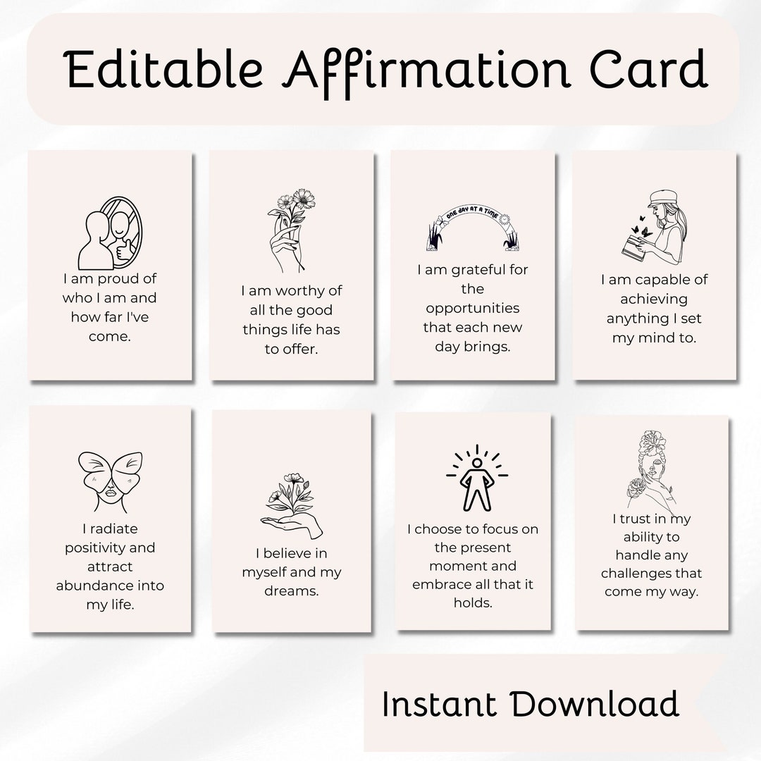 Affirmation Positive Cards, Quote Cards, Affirmations Quote Cards, Self ...