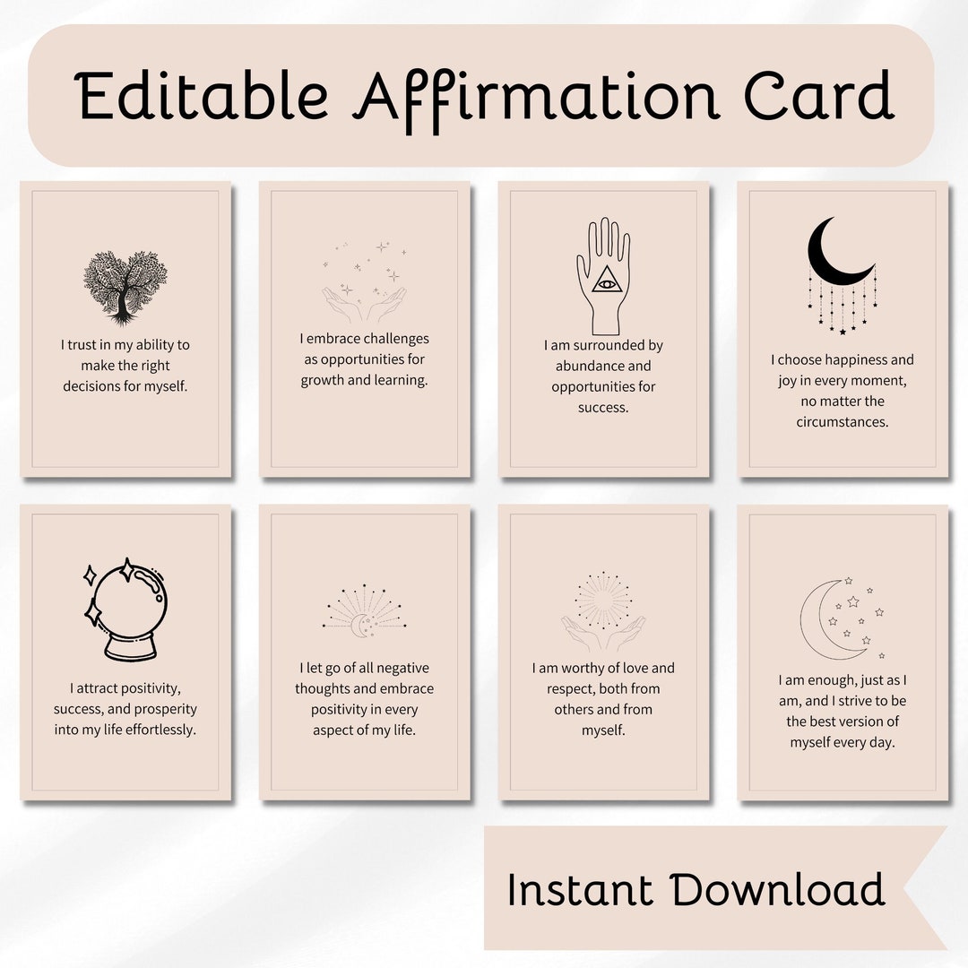 Affirmation Cards, Positive Quote Flash Cards, Affirmations Cards, Self ...