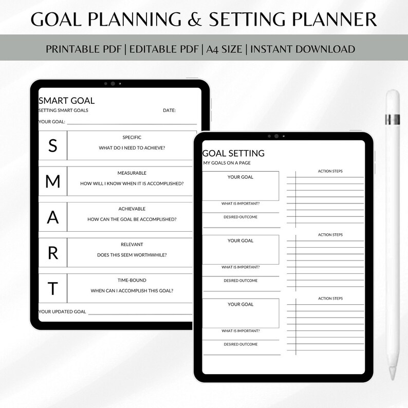 Printable Goal Planner Bundle, Daily, Weekly, Monthly, Quarterly ...