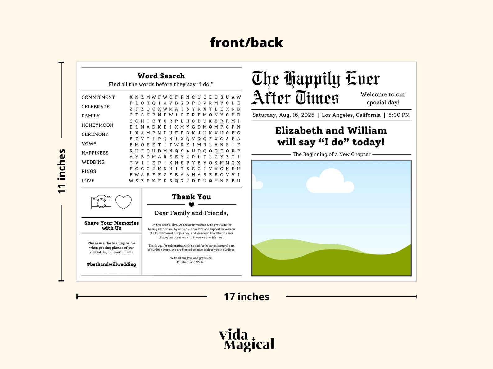 Fully Editable Newspaper Wedding Program Template, 4 Page Folded ...