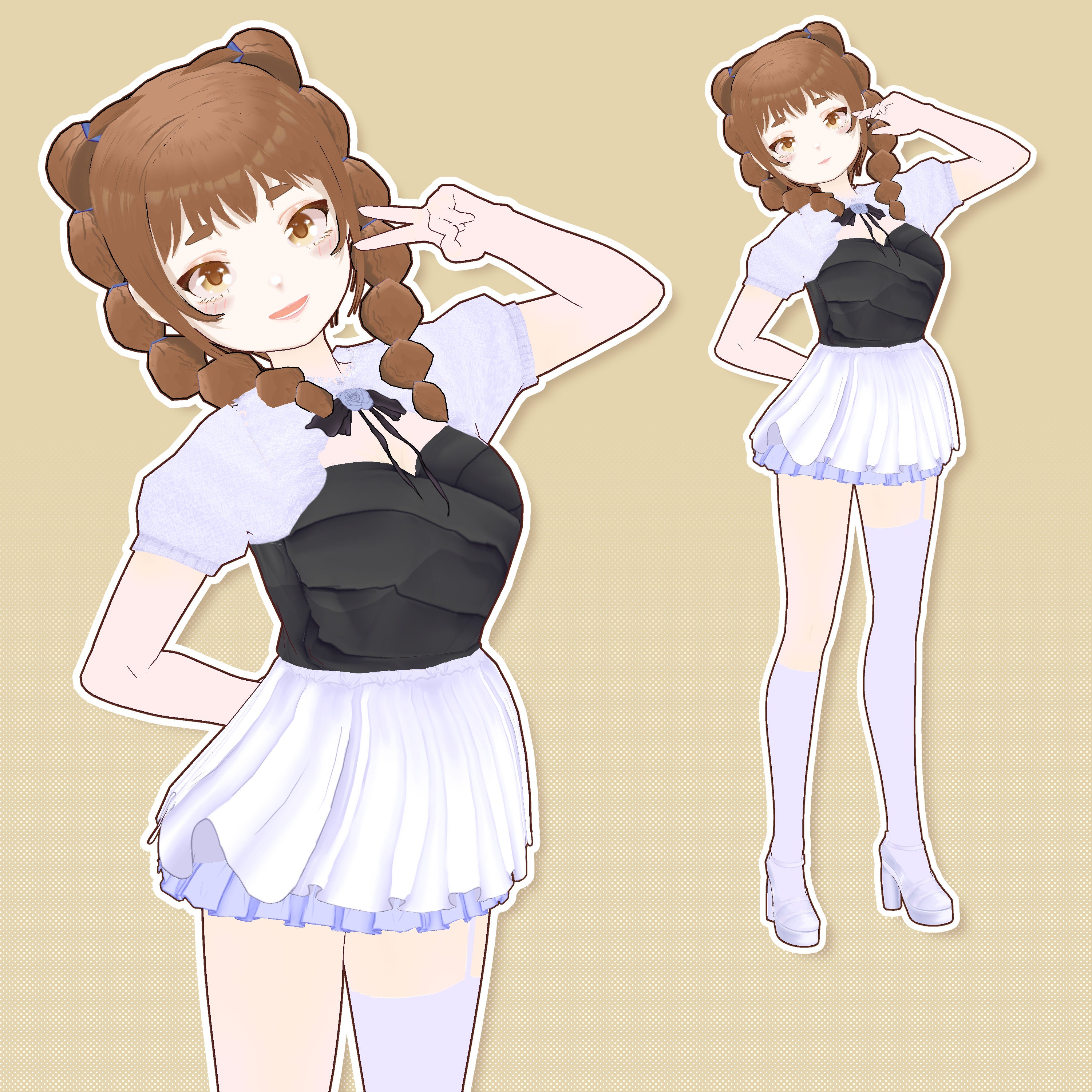 Custom Vtuber Girl Premade 3D Vroid Vtuber VRM Model Customizable Vtuber Ready to Use 3D Model ...