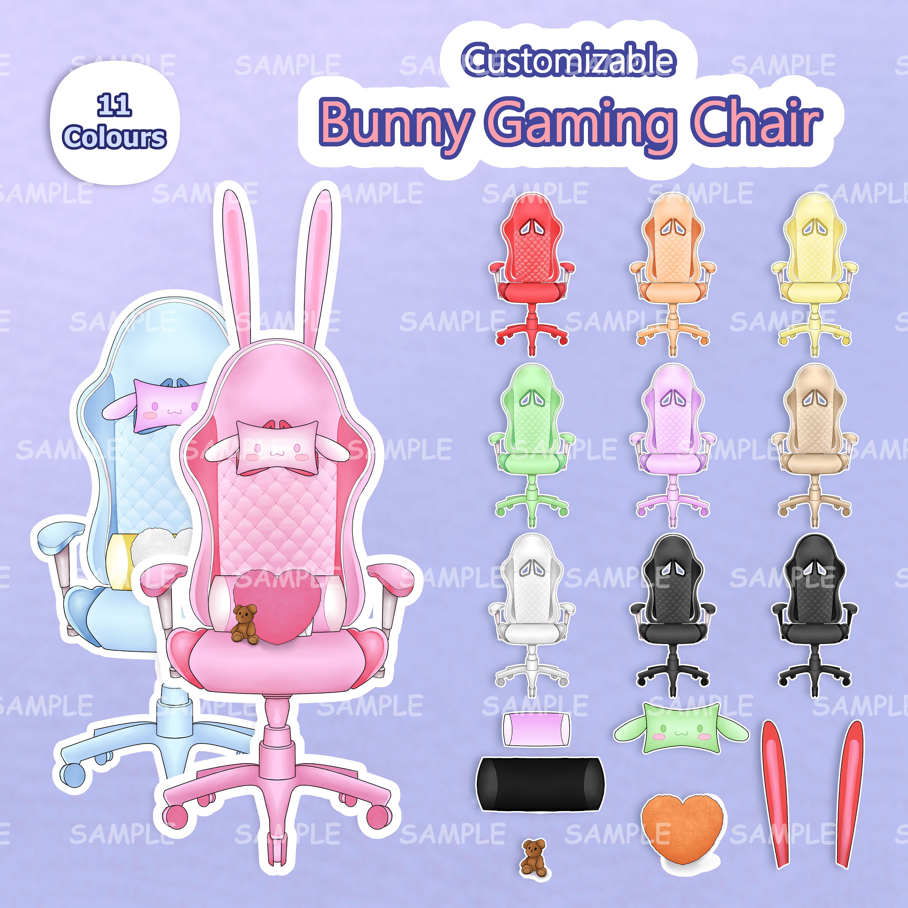 Bunny Gaming Chair Asset | Vtuber Gaming Chair | Customizable Streaming ...