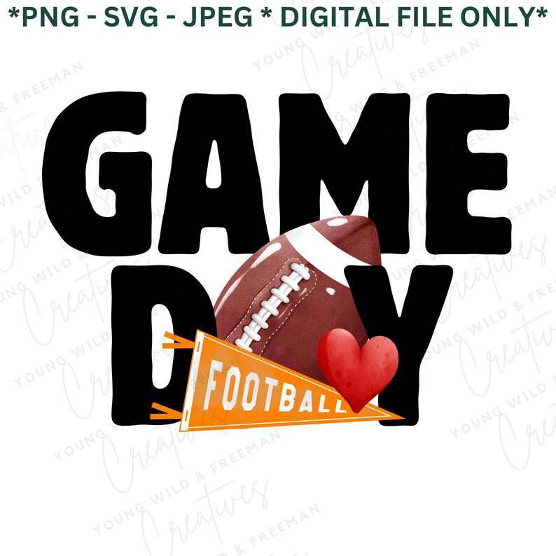 Game Day Football PNG/SVG/JPEG Digital Download File, Game Day Football ...