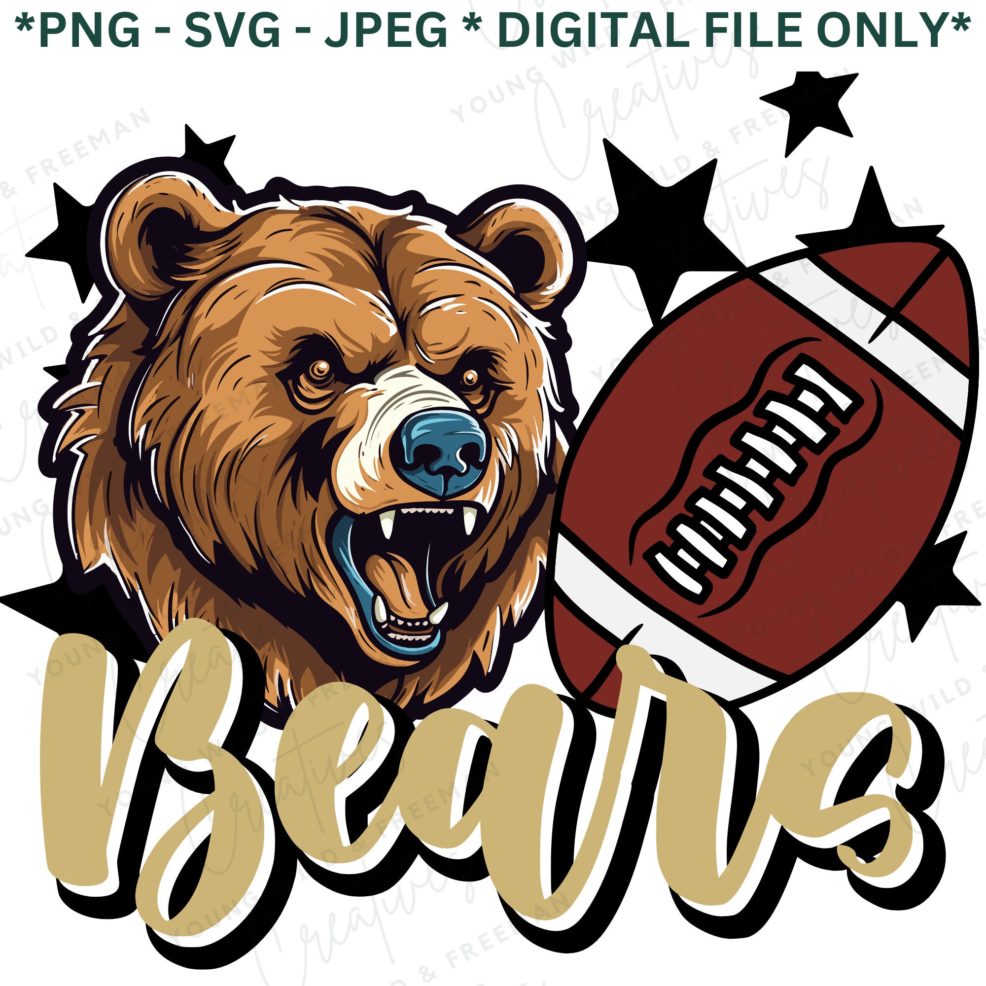 Bears Football PNG/SVG/JPEG Digital Download File, Bears Football Svg ...