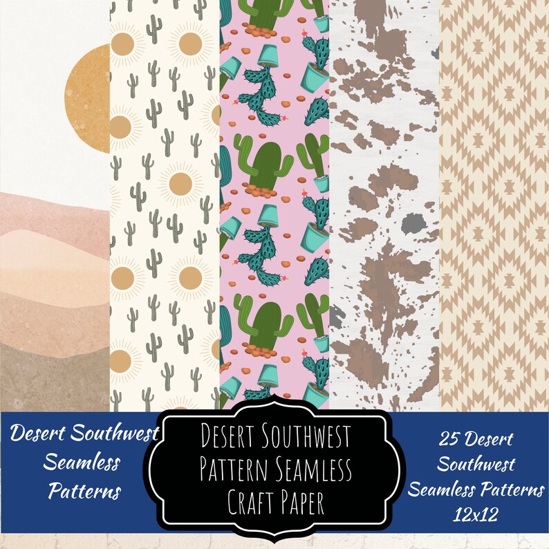 Seamless Desert Southwest Digital Papers, Seamless Printable Desert ...