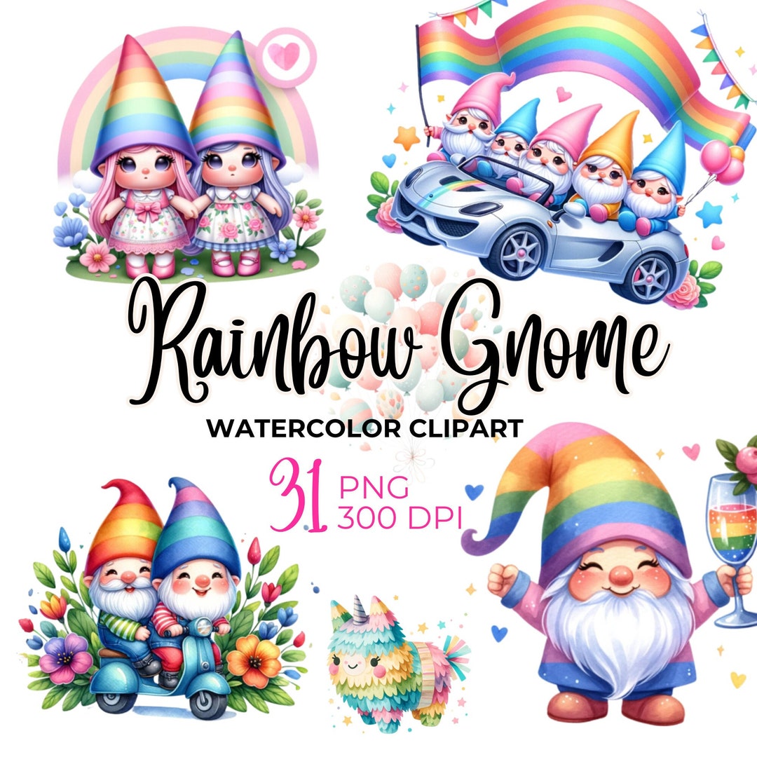 Rainbow Pride Gnome Digital PNG Files LGBTQ Supportive Decor Clipart ...