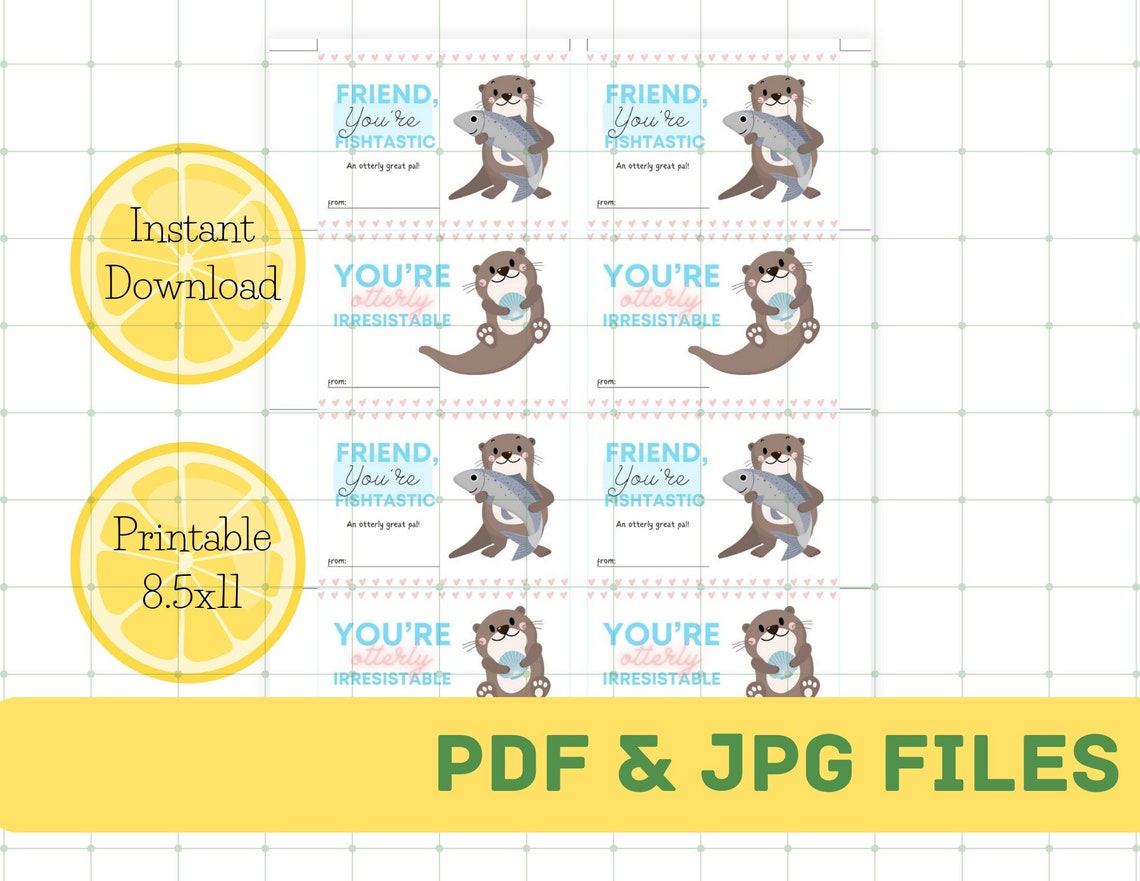 Printable Valentine Cards, Otter Valentine Card, Cute Sea Otter Cards ...