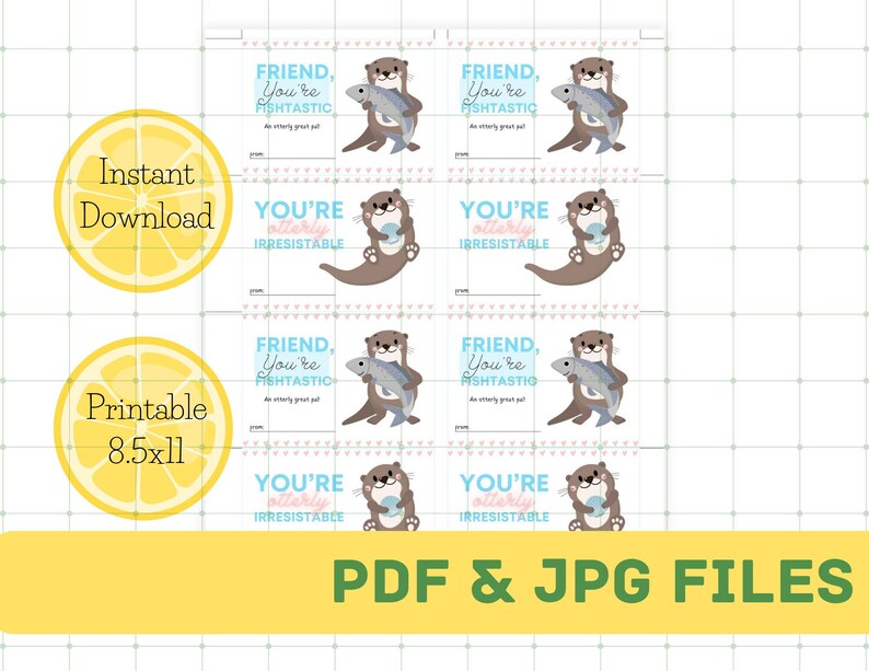 Printable Valentine Cards, Otter Valentine Card, Cute Sea Otter Cards ...