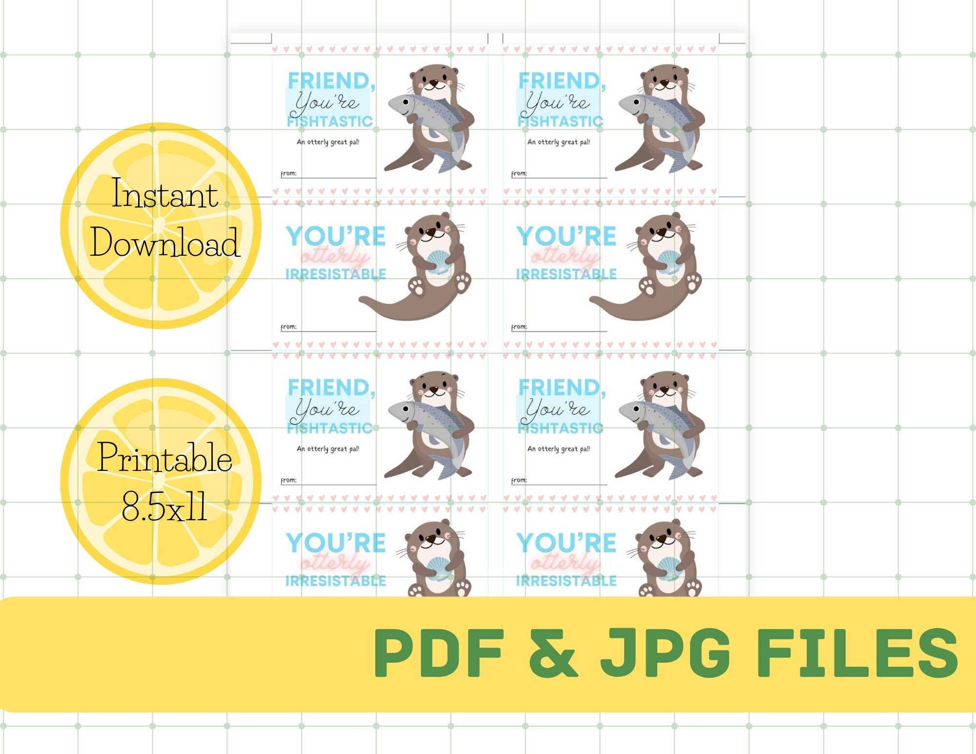 Printable Valentine Cards, Otter Valentine Card, Cute Sea Otter Cards ...