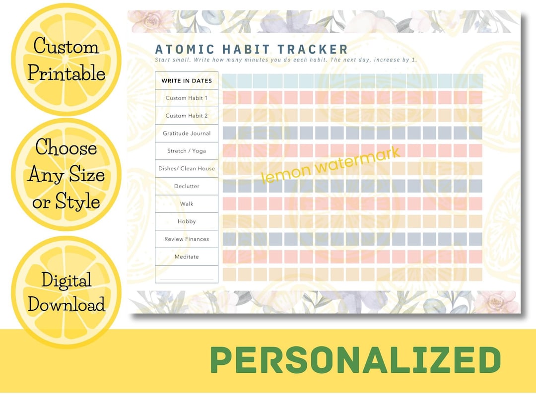 Customized Atomic Habits Tracker Personalized Habit Planner Printable ...