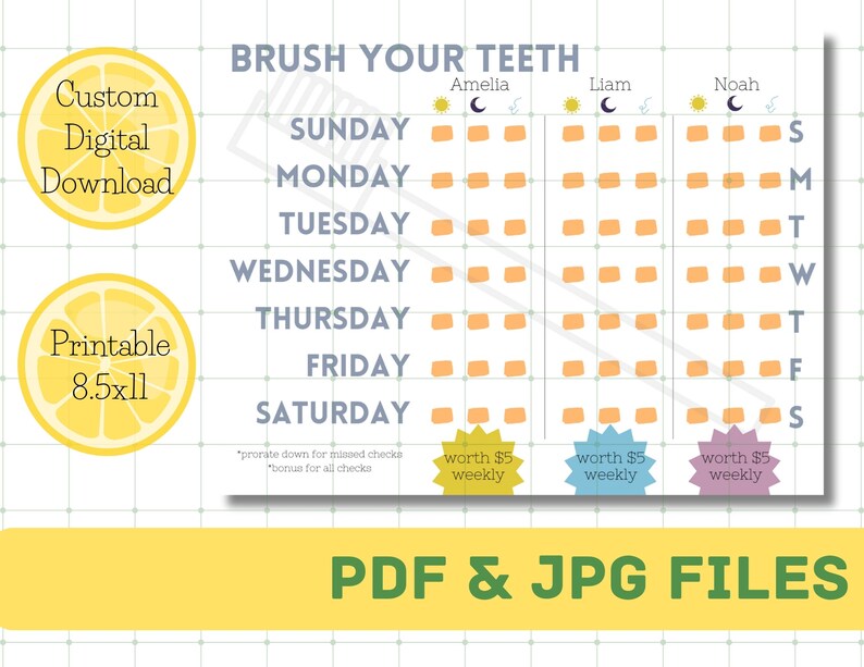Printable Brushing and Flossing Chart for Kids | Brush Your Teeth ...