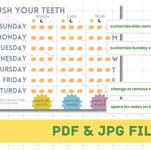 Printable Brushing and Flossing Chart for Kids Brush Your Teeth ...
