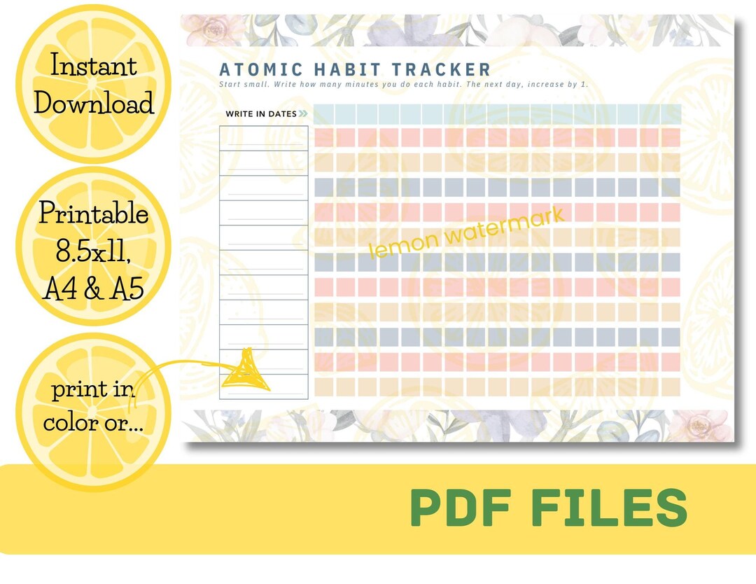 Atomic Habits Tracker Printable PDF Ready to Download in US Letter, A4 ...