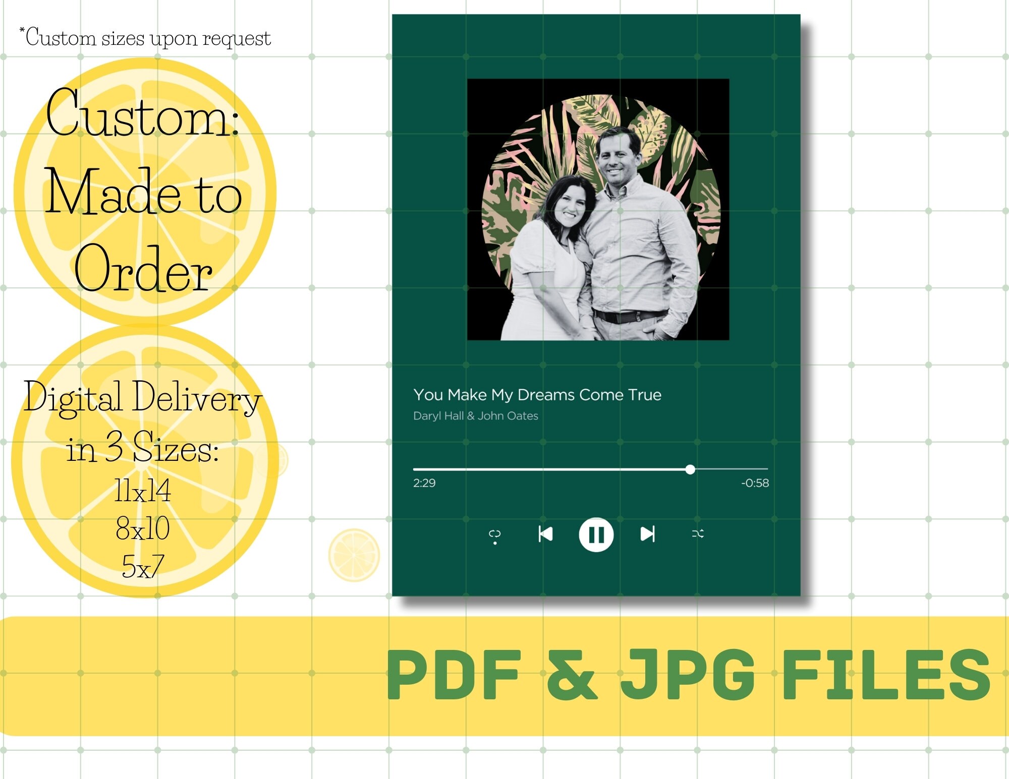 Spotify-style Custom Song/photo Design in 3 Sizes 11x14, 8x10, 5x7 ...