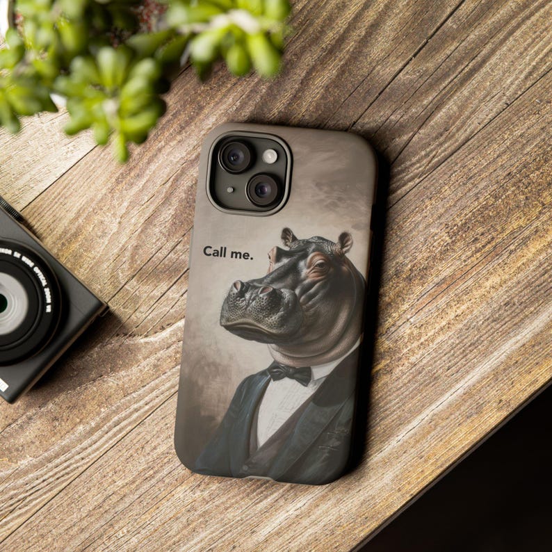 Phone Case, Fun Hippo in a Tuxedo Design, Animal Lover Gift, Cute ...