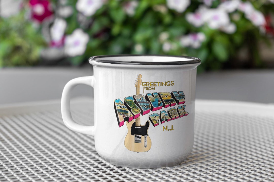 Asbury Park Enamel Mug: Springsteen, Fender Guitar, New Jersey Gift - Etsy