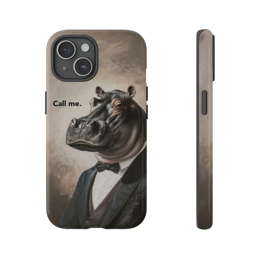 Phone Case, Fun Hippo in a Tuxedo Design, Animal Lover Gift, Cute ...