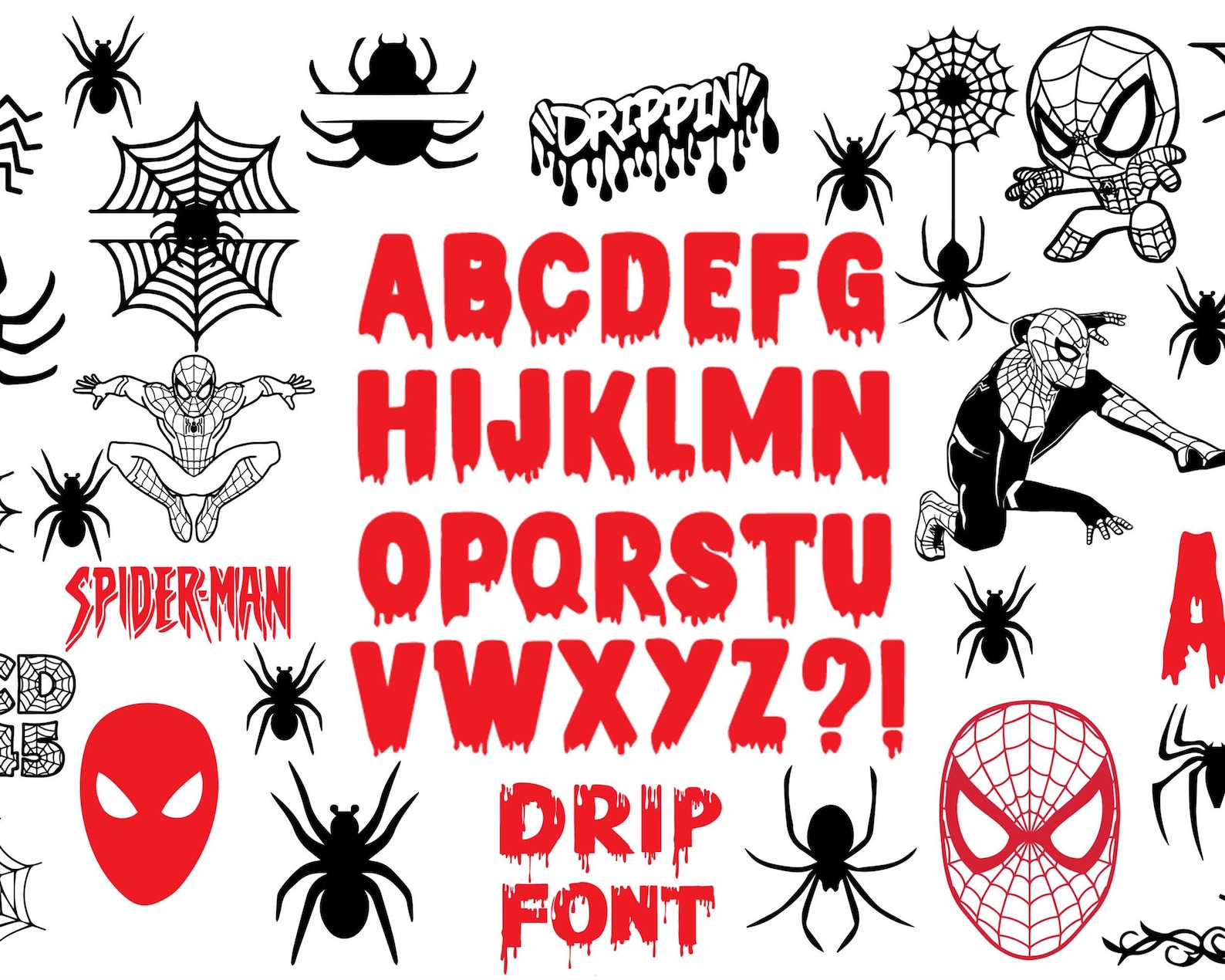 70 Spider Font SVG Bundle Spider Alphabet SVG Spider Font Spider Web ...