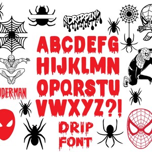 70 Spider Font SVG Bundle Spider Alphabet SVG Spider Font Spider Web ...